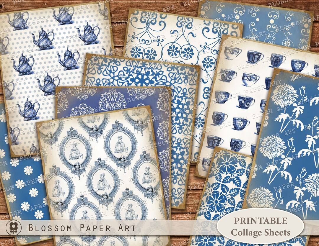 Printable DIGITAL PAPER Digital Collage Sheets Floral Shabby ...