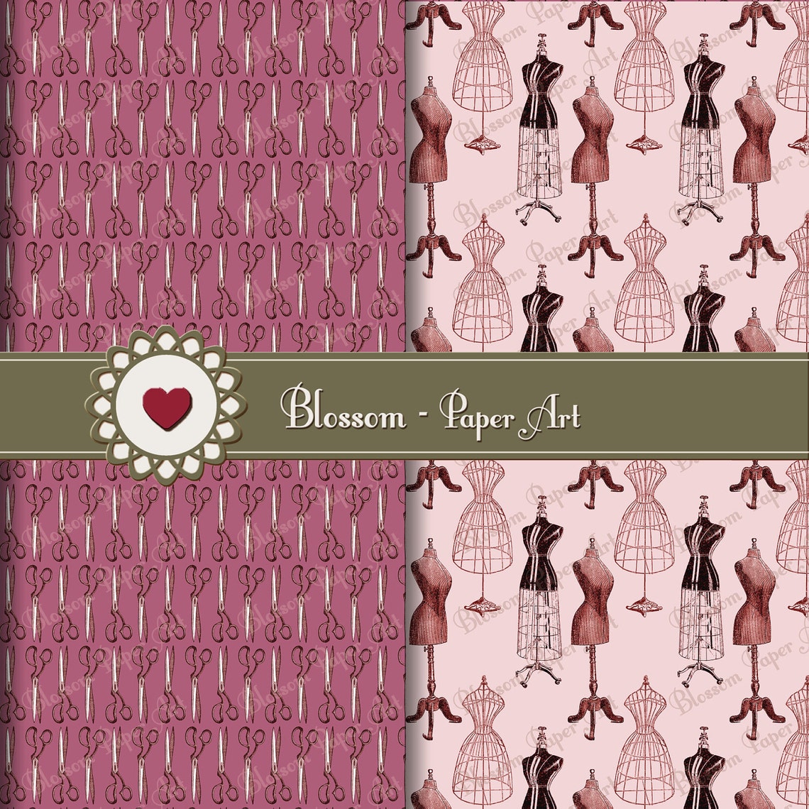 Digital Papers Vintage Sewing Scrapbook Papers Digital | Etsy