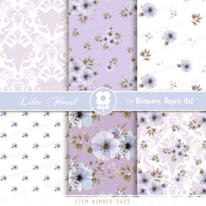 FLORAL Digital Papers, Purple Scrapbook Paper Pack, Digital Paper ...