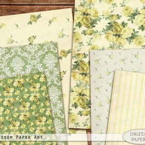 Vintage Digital Paper, Scrapbook Paper Pack, Yellow Scrapbooking Paper ...