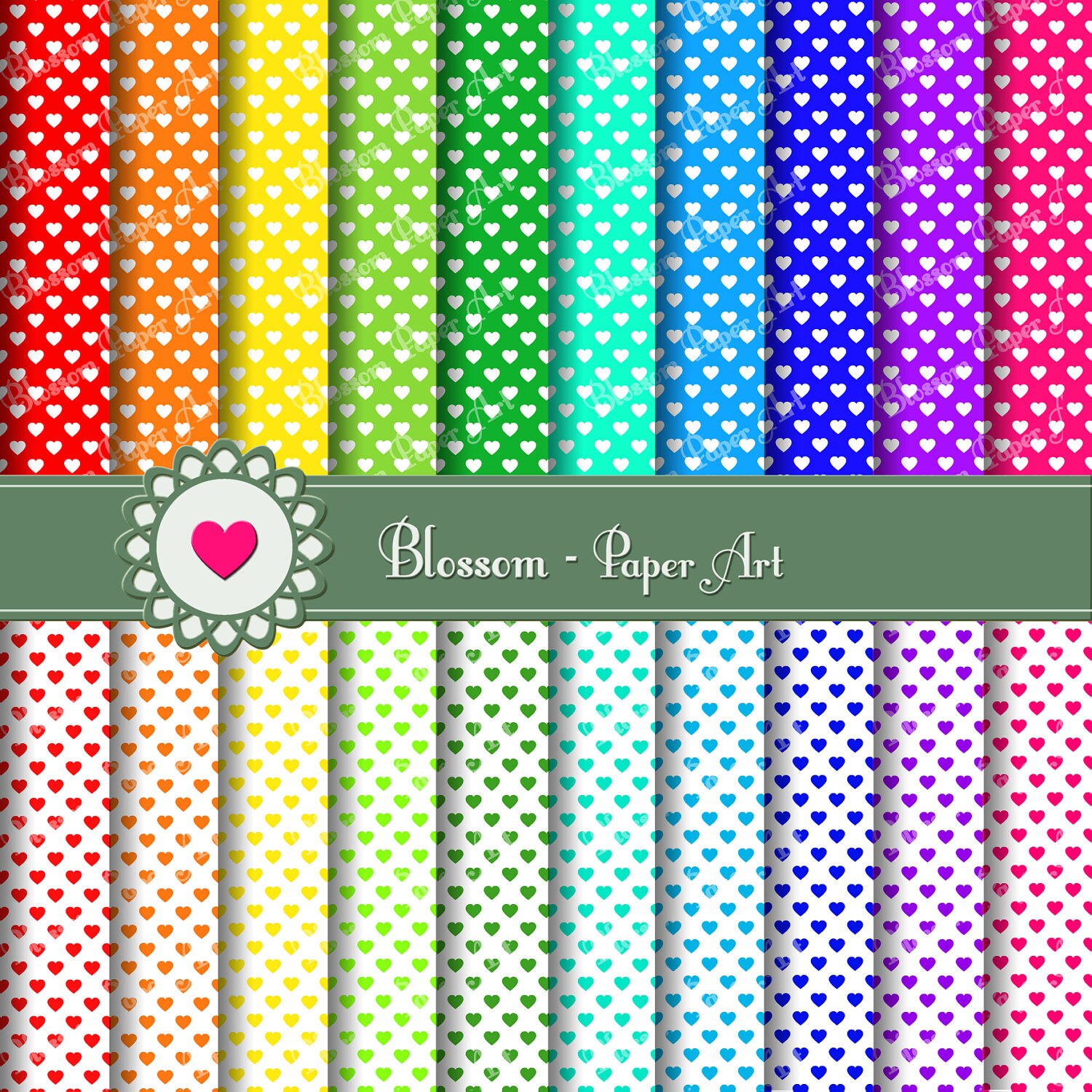HEARTS Digital Paper hearts Digital Paper pack Scrapbook | Etsy