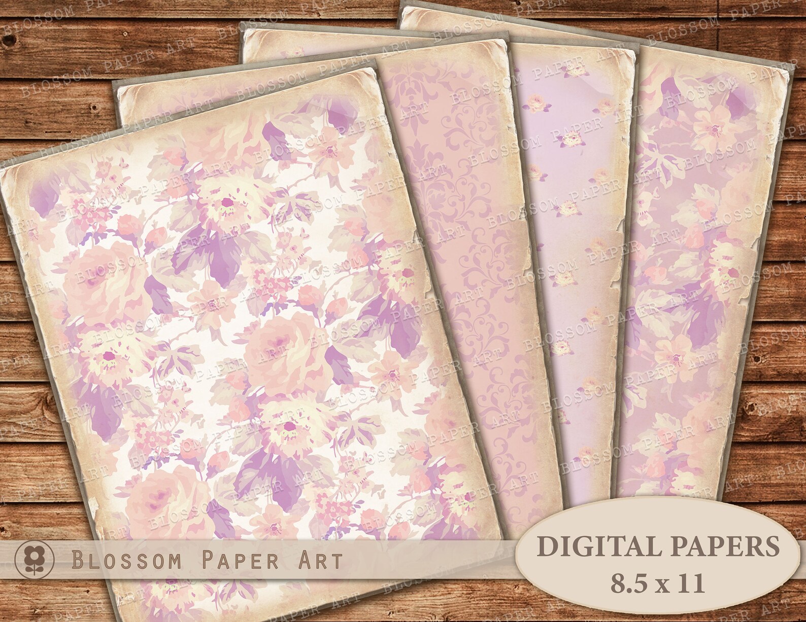 Vintage Digital Paper 85x11 Papers Scrapbook Floral Collage - Etsy
