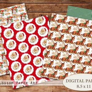 Christmas Digital Paper, Scrapbook Paper, Vintage Christmas Collage ...