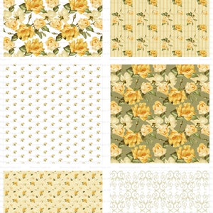 Yellow Digital Paper, Floral Digital Paper Pack, Floral Digital ...