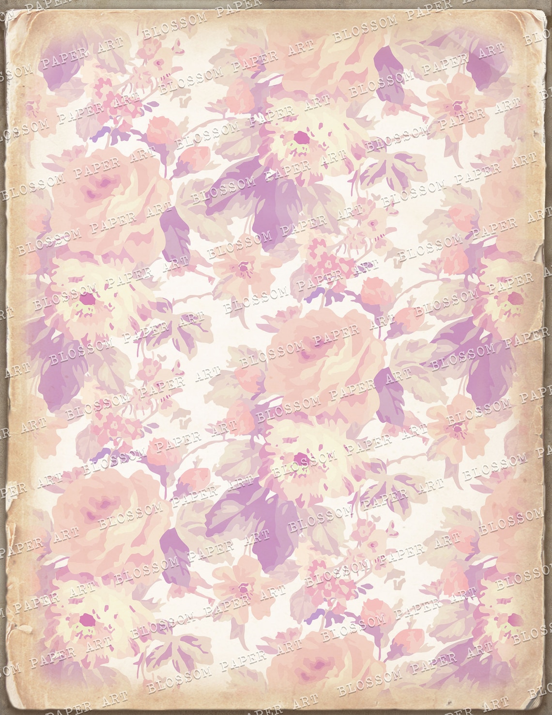 Vintage Digital Paper 85x11 Papers Scrapbook Floral Collage - Etsy