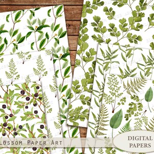 Leaves Digital Paper, Leaves Scrapbook Collage Sheet, Green ...