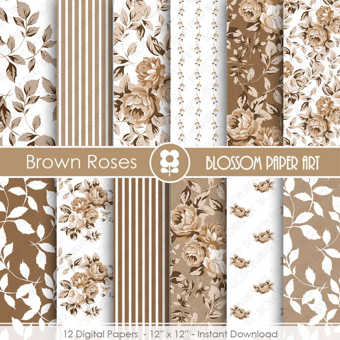 Digital Paper Floral Scrapbook Digital Paper Pack Rose - Etsy