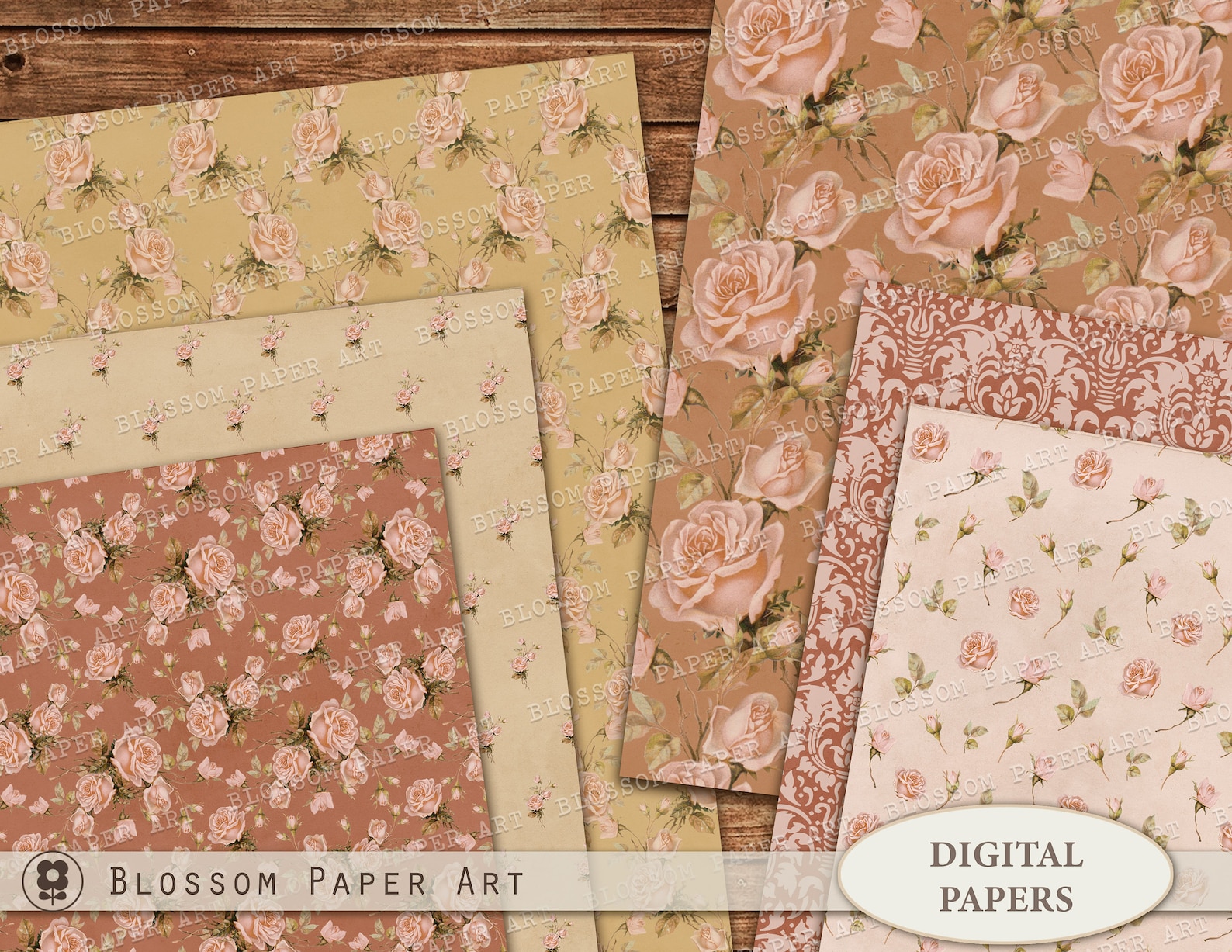 Rose Digital Paper Scrapbook Autumn Flowers Digital Paper - Etsy