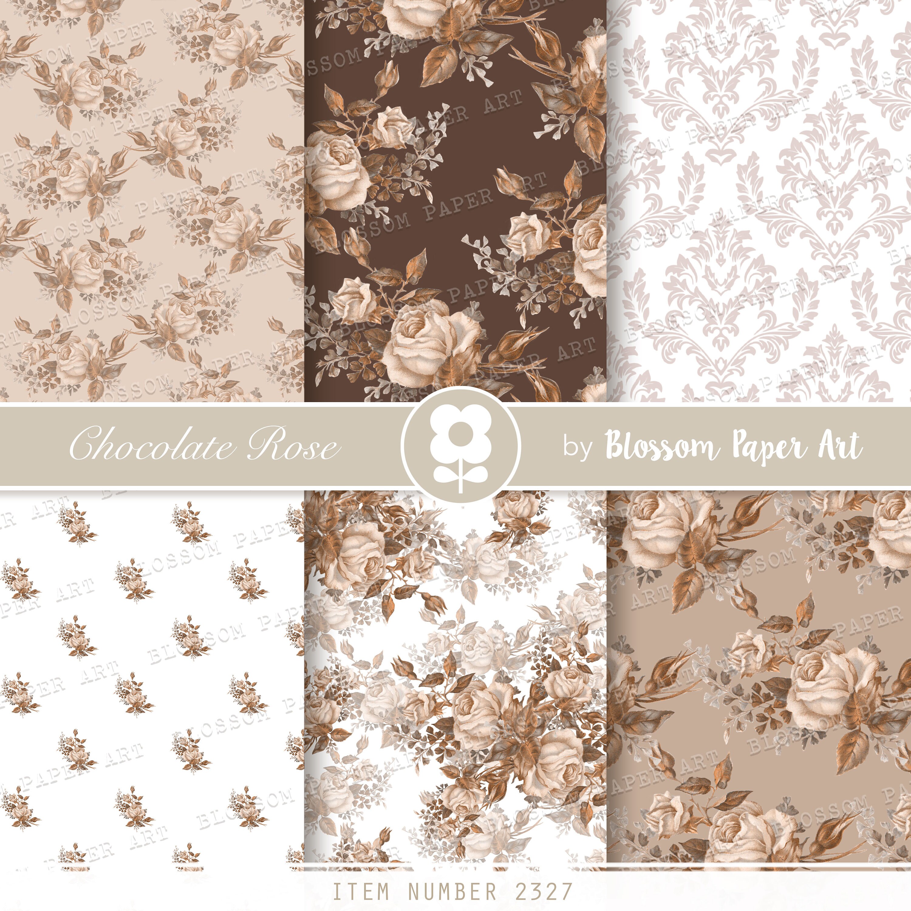 Brown Floral Digital Paper Floral Digital Paper Pack Vintage - Etsy