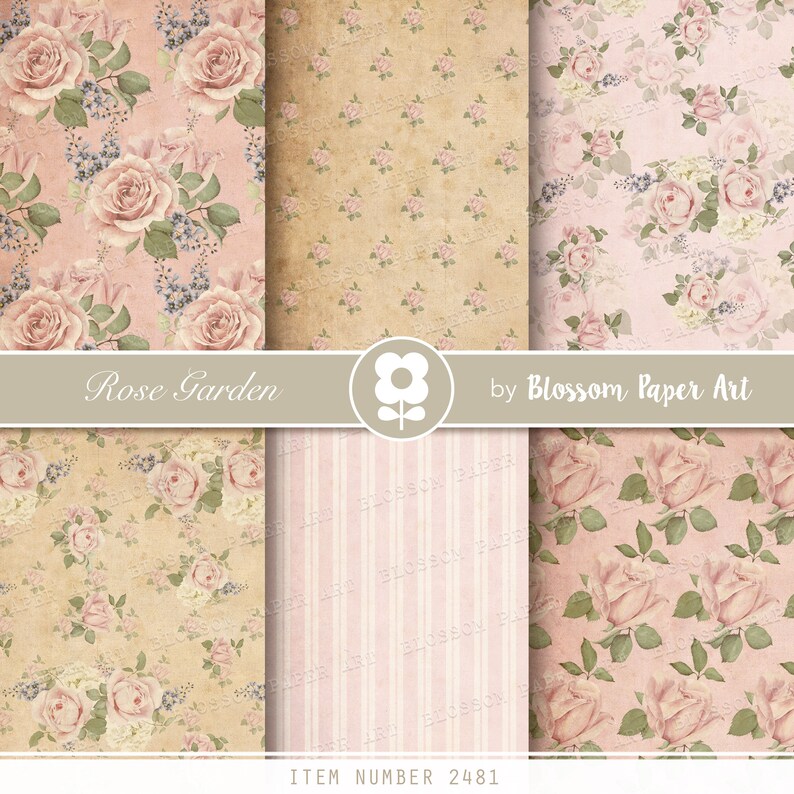 Rose Digital Paper Vintage Digital Paper Pack Pink | Etsy