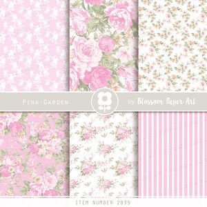 Pink Digital Paper, Shabby Chic Roses Digital Paper Pack, Baby Papers ...