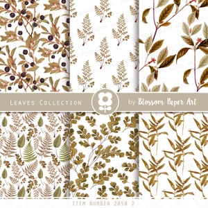 Autumn Leaves Digital Paper, Leaves Scrapbook Collage Sheet, Green ...