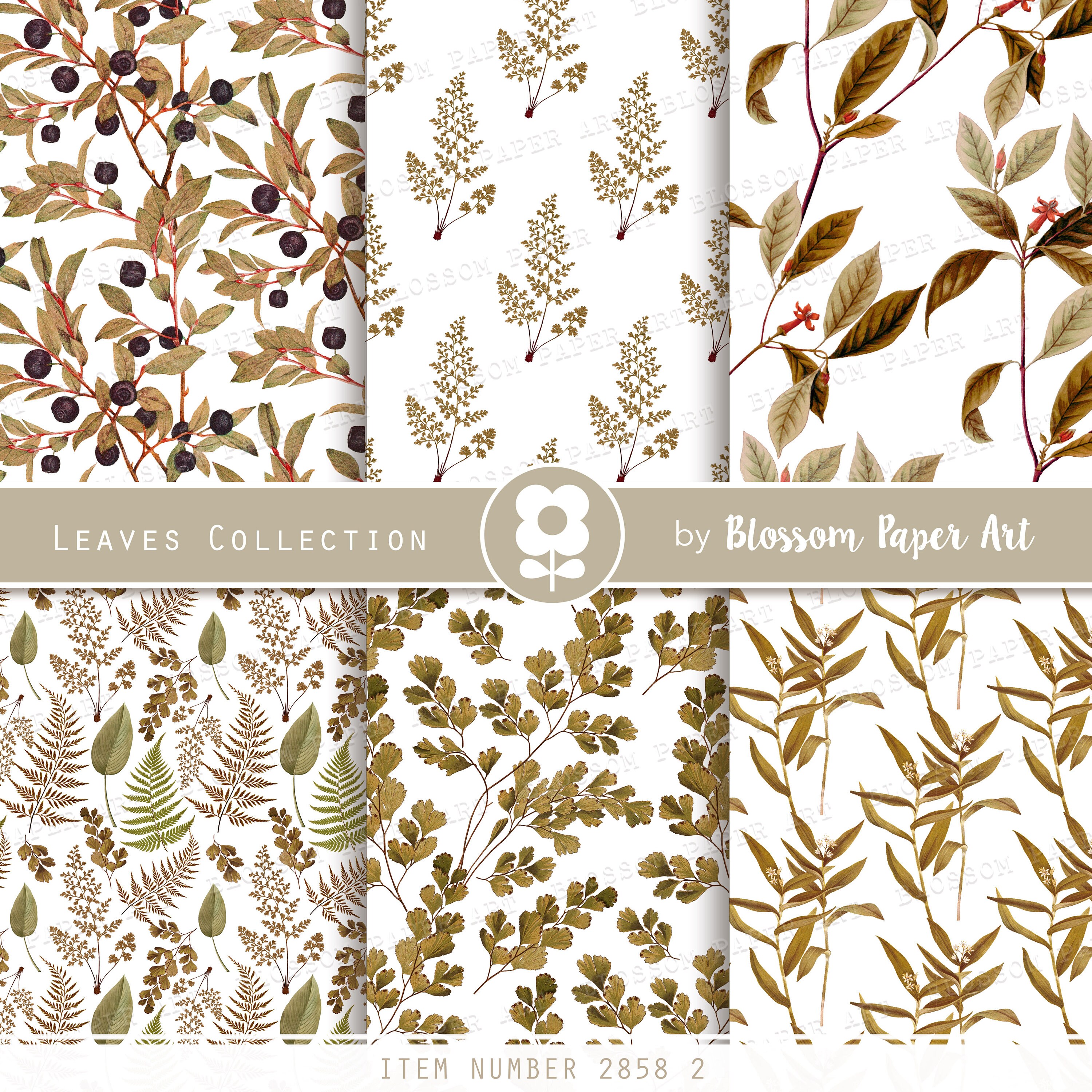 Autumn Leaves Digital Paper Leaves Scrapbook Collage Sheet | Etsy