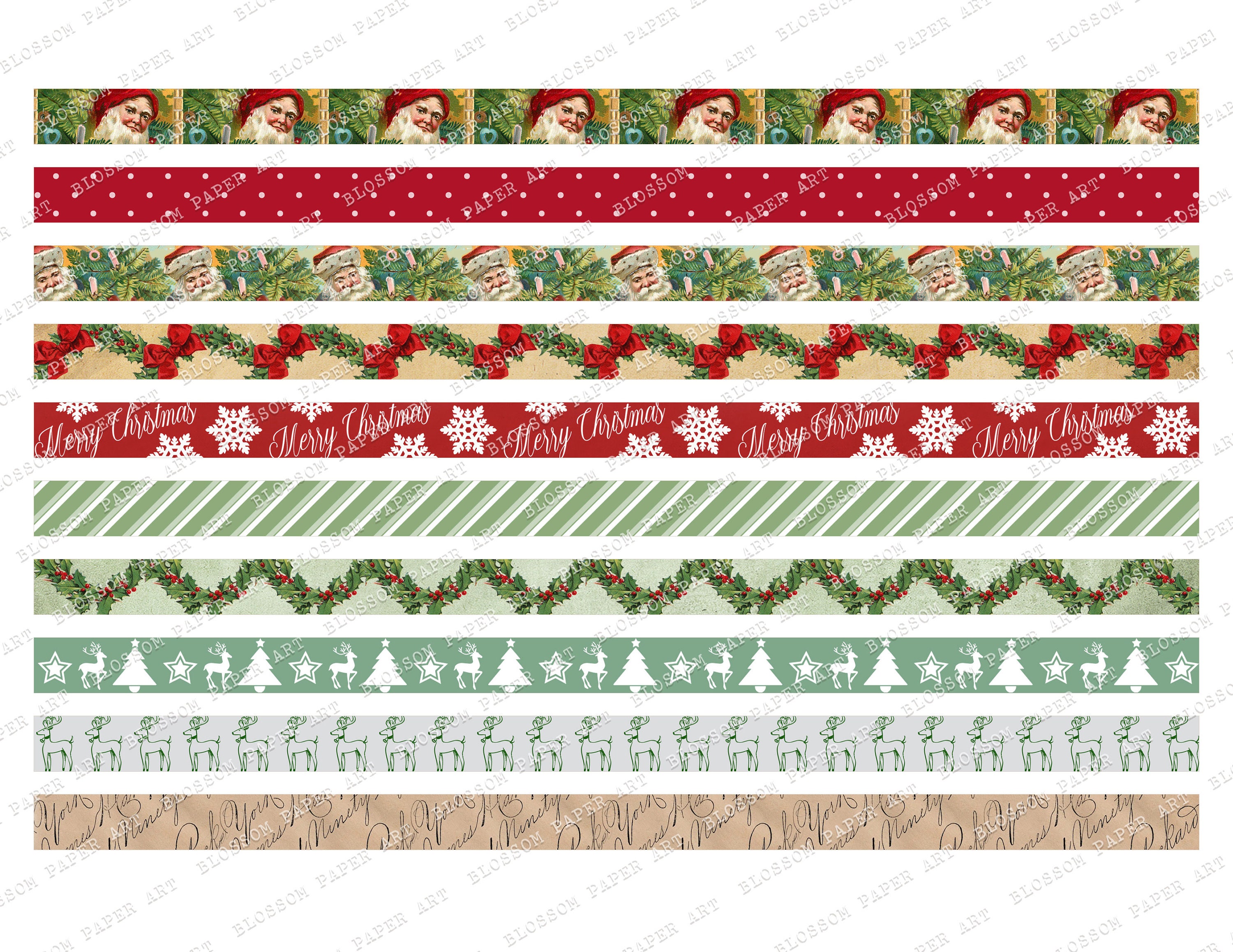 CHRISTMAS Washi Tape Printable Collage Sheet Printable Washi - Etsy