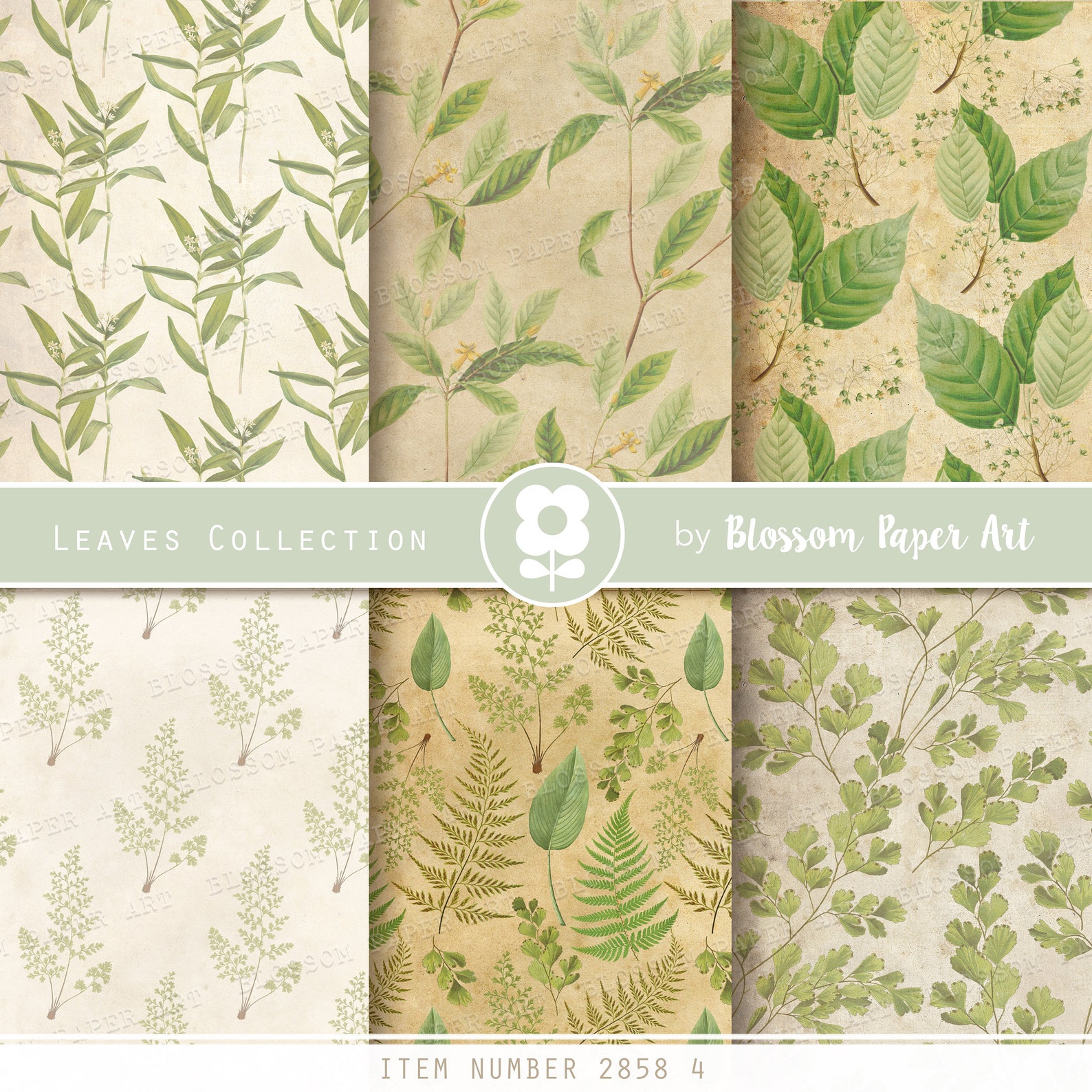 Junk Journal Paper Botanical Digital Paper Leaves Scrapbook - Etsy