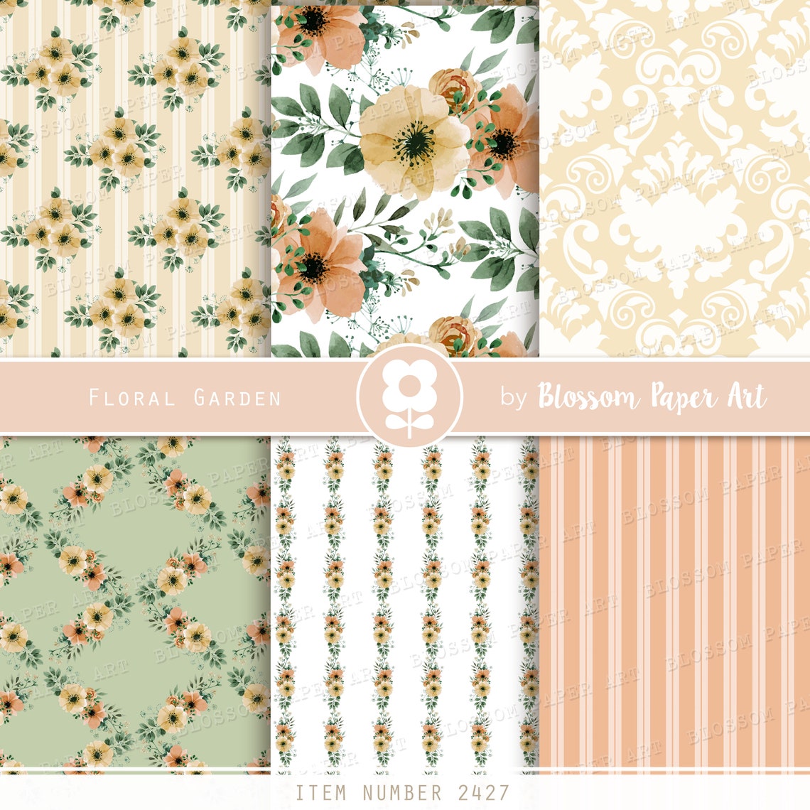 Floral Digital Paper Scrapbooking Flowers Paper Pack | Etsy