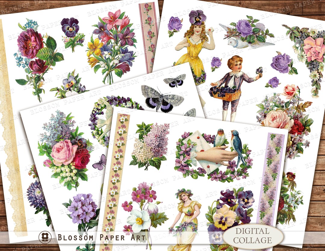 Printable Vintage Images, Floral Ephemera for Junk Journal, Rose ...