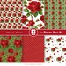 Rose Digital Paper, Red Rose Digital Paper Pack, Red Floral ...