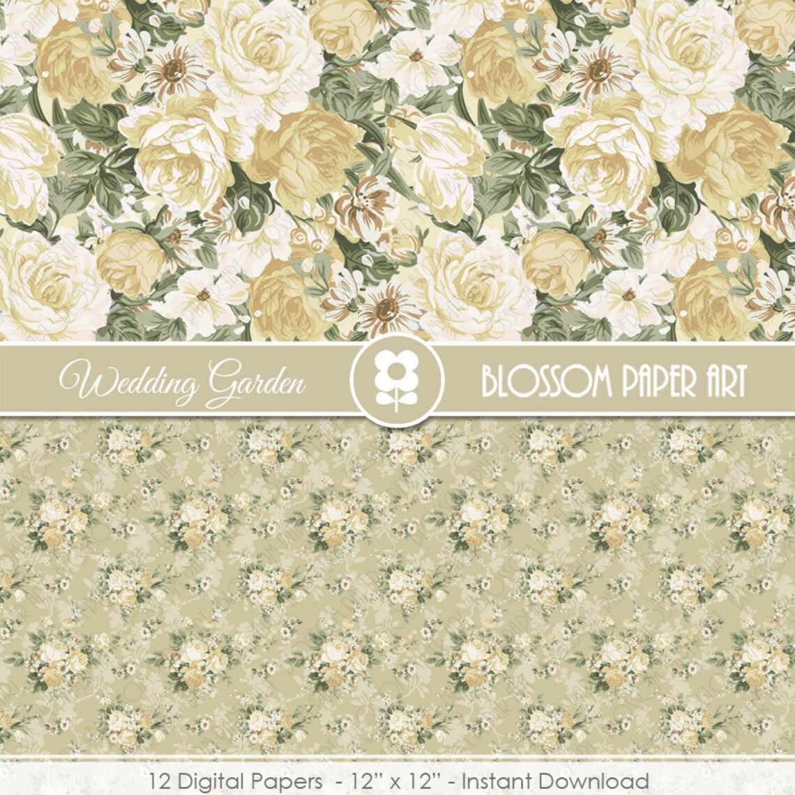 Floral Wedding Digital Paper Floral Digital Paper Pack - Etsy