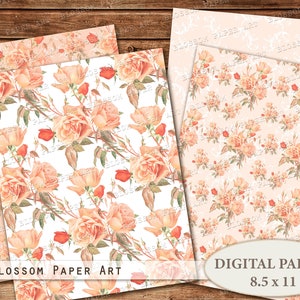 Scrapbook Paper, Rose Scrapbooking Paperfloral Paper A4, 8,5x11 Sheets ...