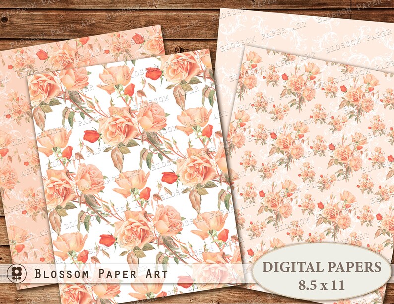 Scrapbook Paper Rose Scrapbooking Paperfloral Paper A4 - Etsy