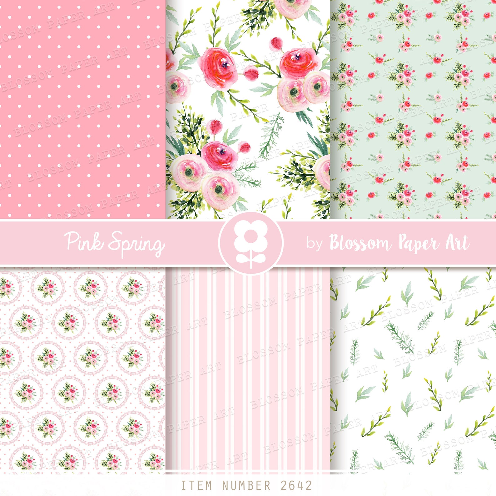 Pink Digital Paper Floral Scrapbook Paper Pack Shabby - Etsy
