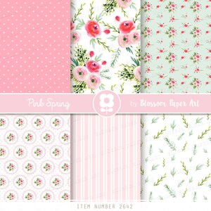 Pink Digital Paper, Floral Scrapbook Paper Pack, Shabby Scrapbooking ...
