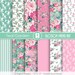 Pink and Black Digital Paper, Floral Digital Paper Pack, Pink Roses ...