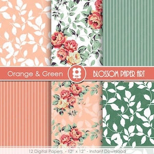 Flower Digital Paper Pack, Red Flowers Digital Scrapbooking Pack - Red ...