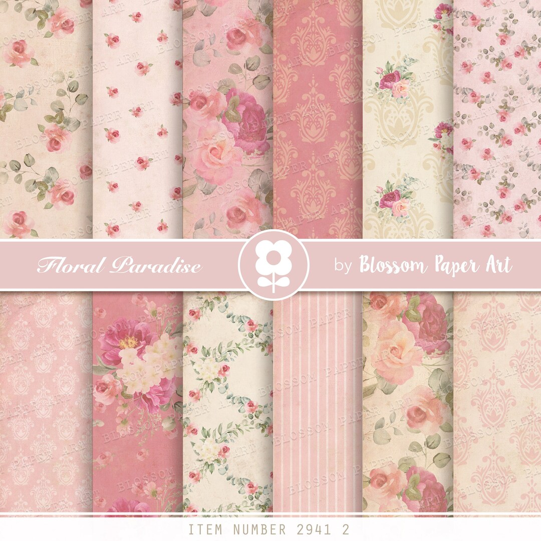 Vintage Floral Digital Paper: Rose Scrapbook Collage (digital Download ...