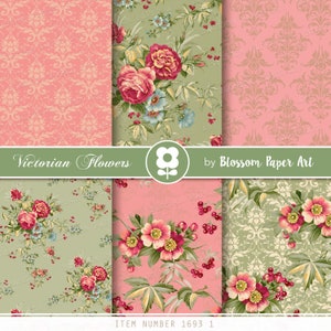 Floral Digital Paper, Roses Digital Paper Pack, Wedding, Scrapbooking ...