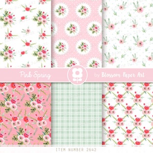 Pink Digital Paper, Floral Scrapbook Paper Pack, Shabby Scrapbooking ...