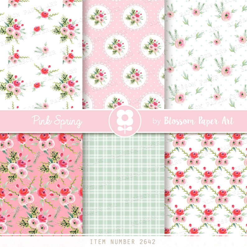 Pink Digital Paper Floral Scrapbook Paper Pack Shabby - Etsy
