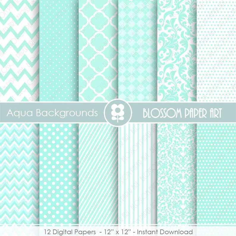 Aqua Digital Backgrounds Digital Papers Aqua Textures Digital | Etsy