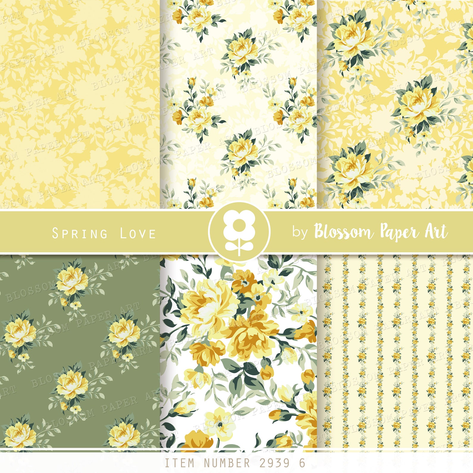 Yellow Floral Digital Paper: Scrapbook & Origami (digital Download) - Etsy