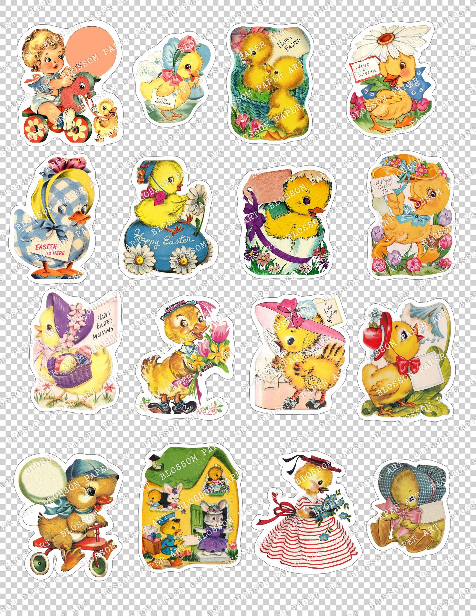Vintage STICKERS Chicks Printable Stickers Vintage Easter | Etsy