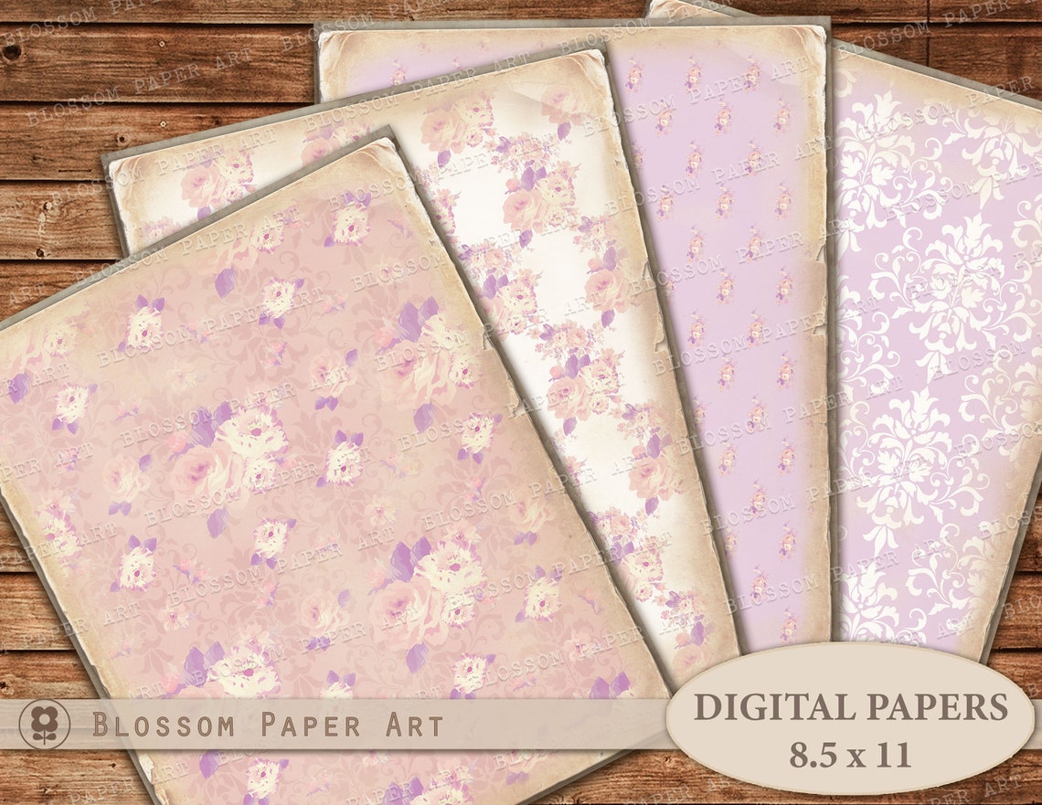 Vintage Digital Paper 85x11 Papers Scrapbook Floral Collage - Etsy