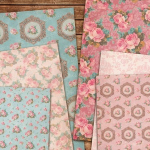 Rose Digital Paper, Floral Scrapbook Paper Pack, Vintage Roses ...