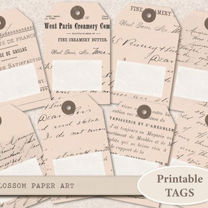 VINTAGE Digital Printable Gift Tags Vintage OLD PAPER Digital Collage ...