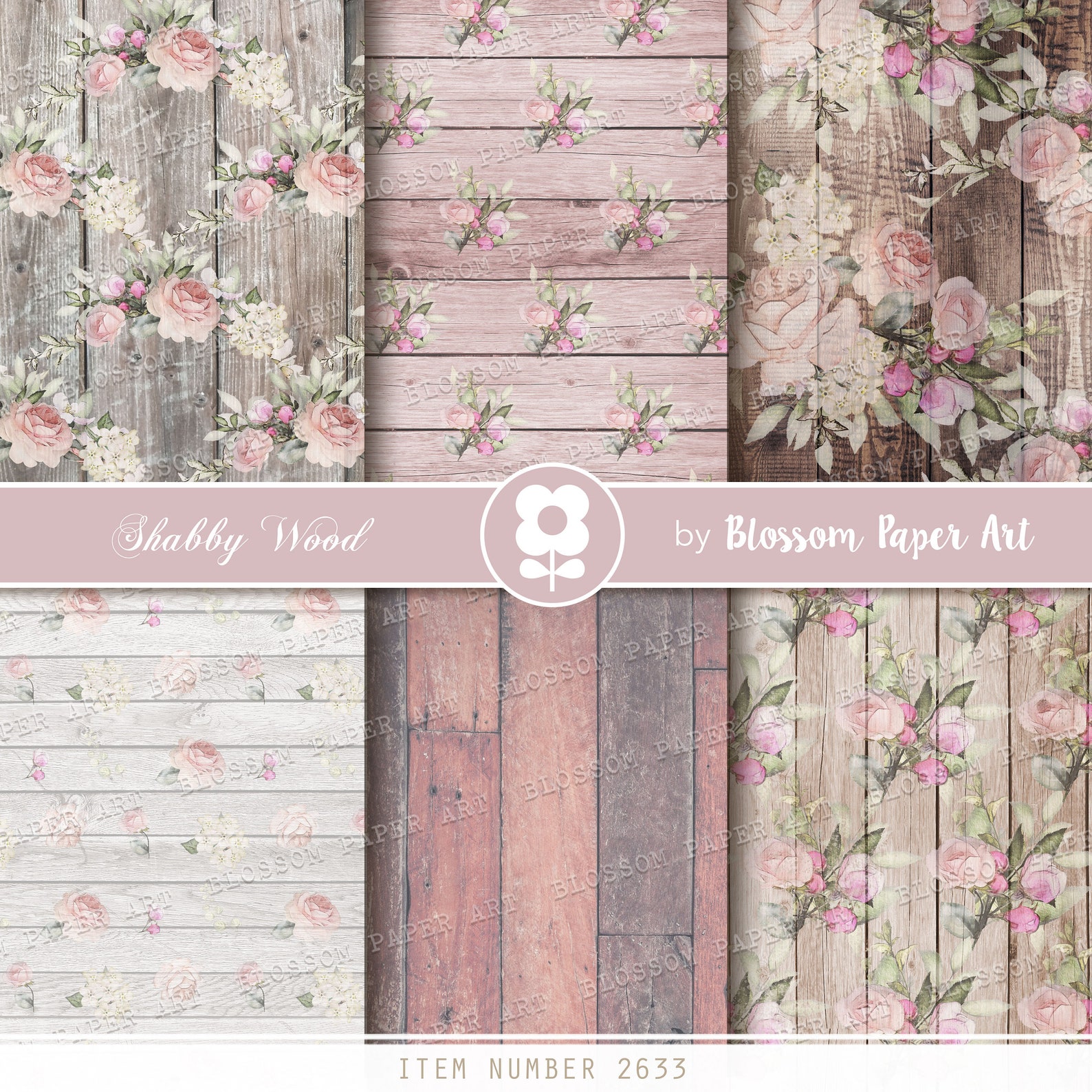 Wood Texture Paper Shabby Chic Digital Paper Pack Roses - Etsy