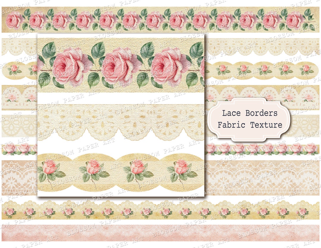 Shabby Chic Rose Lace Borders: Printable Scrapbook Embellishments ...