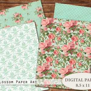 Scrapbook Paper, Floral Digital Paper, Scrap Collage Sheet, Junk ...