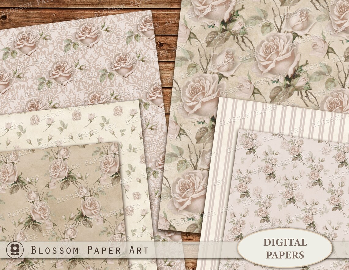 Brown Digital Paper Shabby Chic Scrapbook Paper Vintage | Etsy