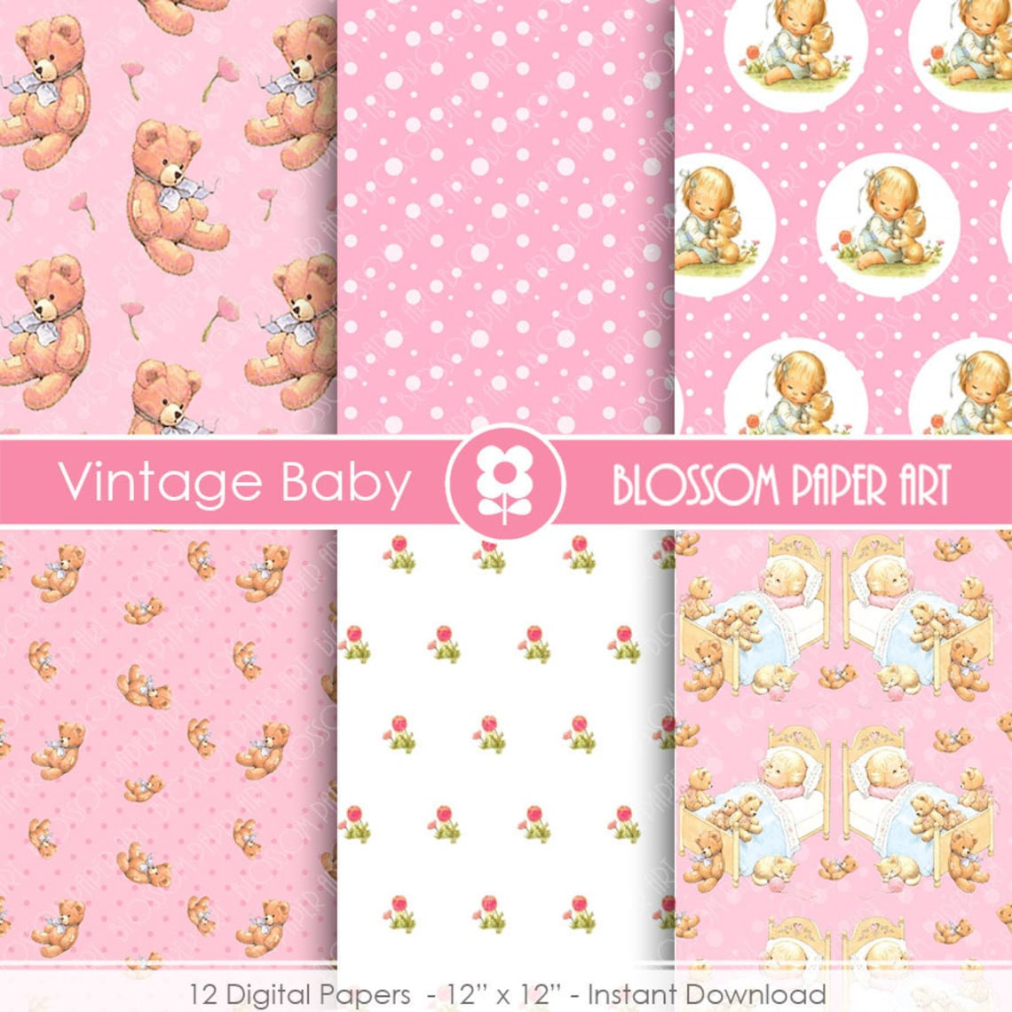 Papeles Decorativos Rosas para Bebes Papeles Rosas - Etsy España
