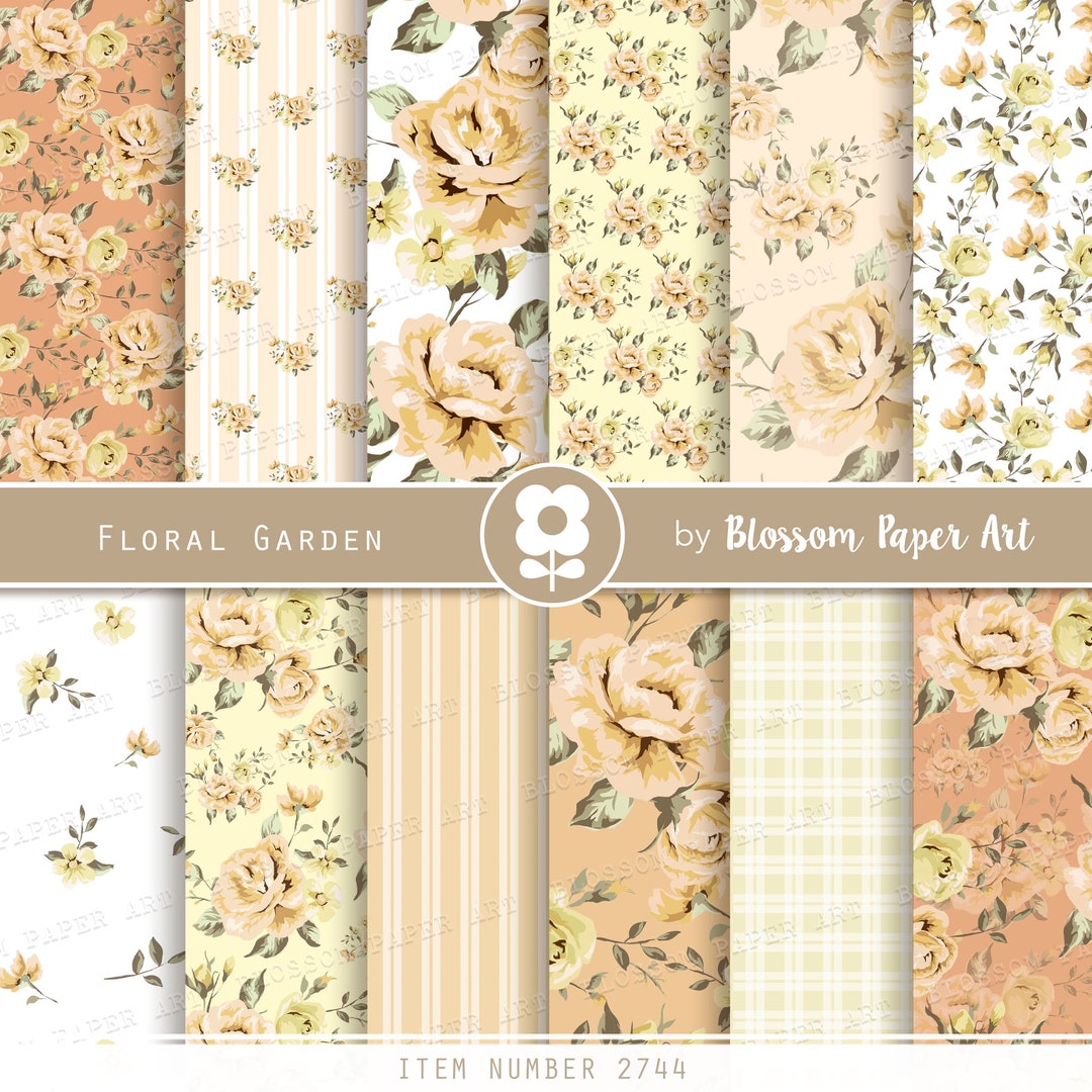 Digital Paper, Floral Scrapbook Paper Pack, Rose Digital Download ...
