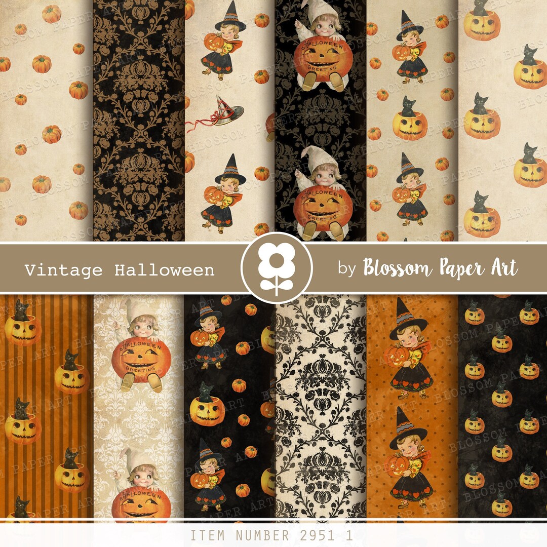 Vintage Halloween Digital Paper Pack: Junk Journal & Scrapbook (digital ...