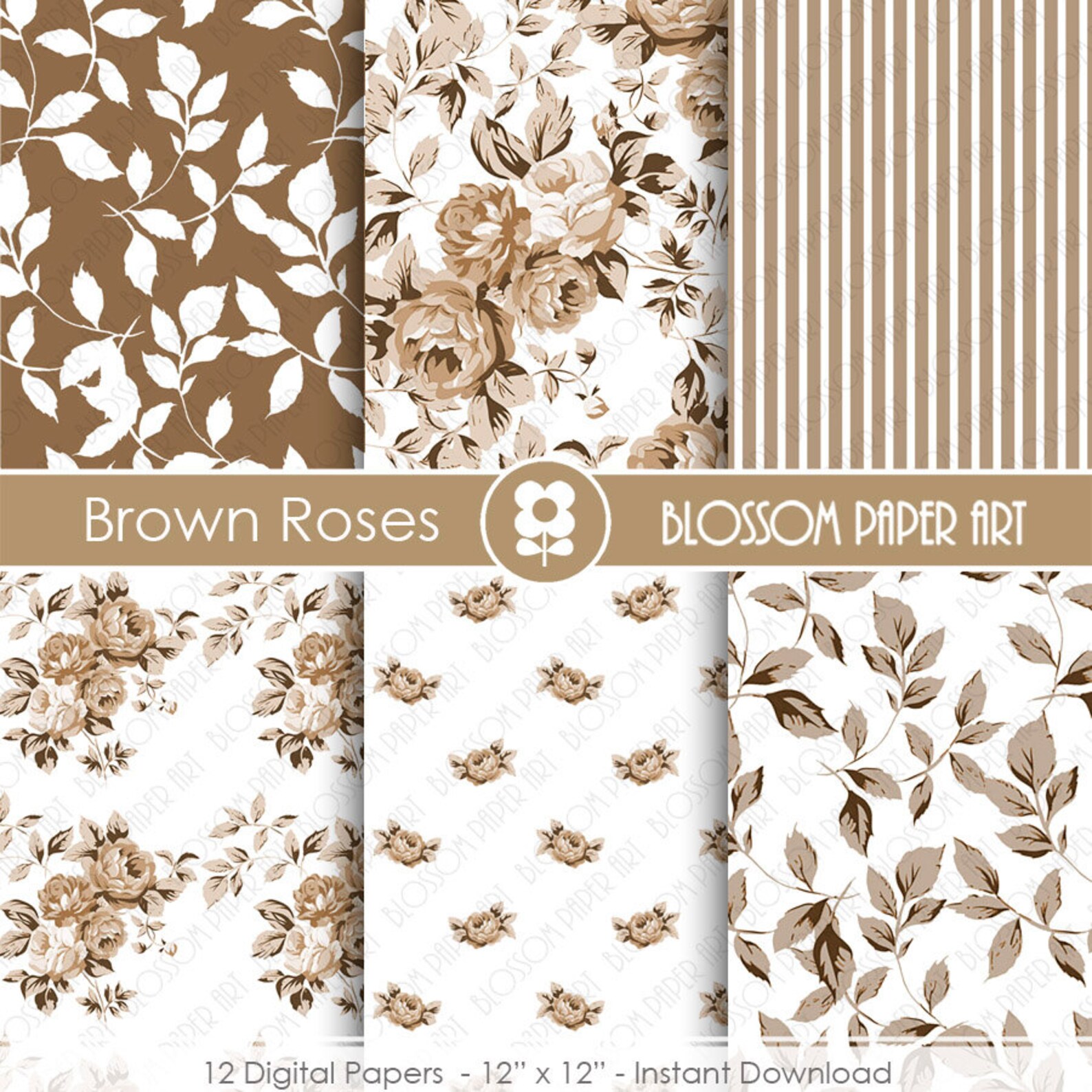 Digital Paper Floral Scrapbook Digital Paper Pack Rose - Etsy