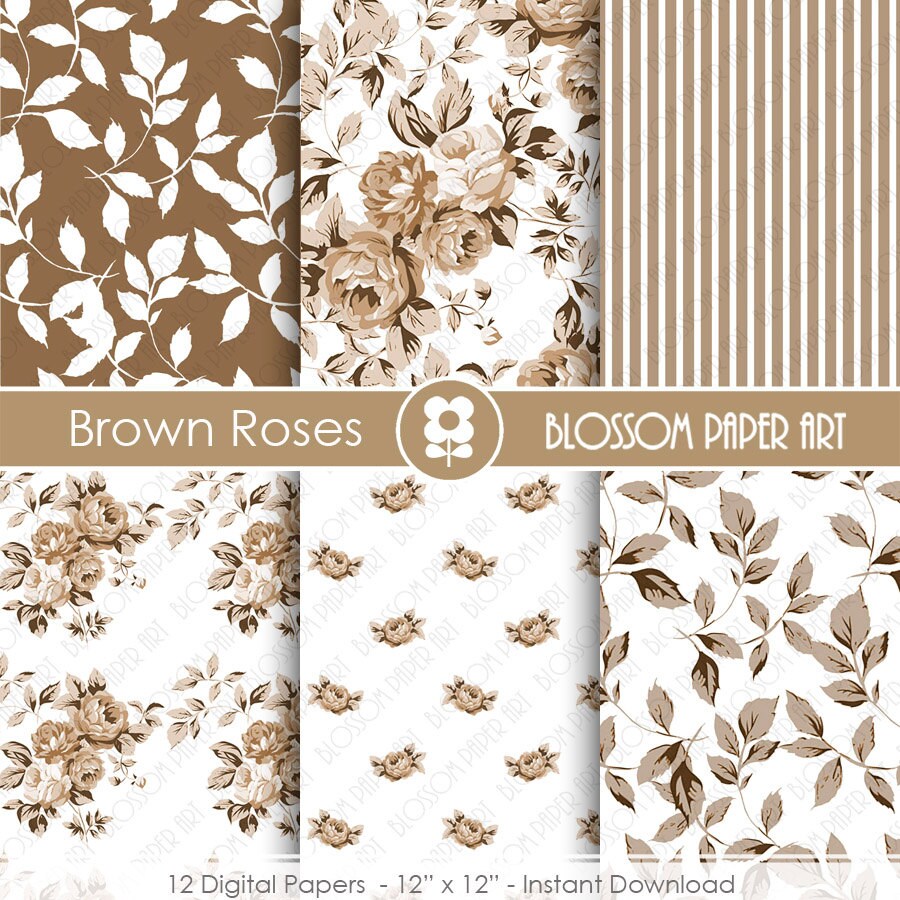 Digital Paper Floral Scrapbook Digital Paper Pack Rose - Etsy