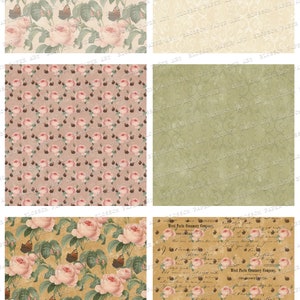 Rose Digital Paper Pack: Vintage Floral Scrapbooking (instant Download ...