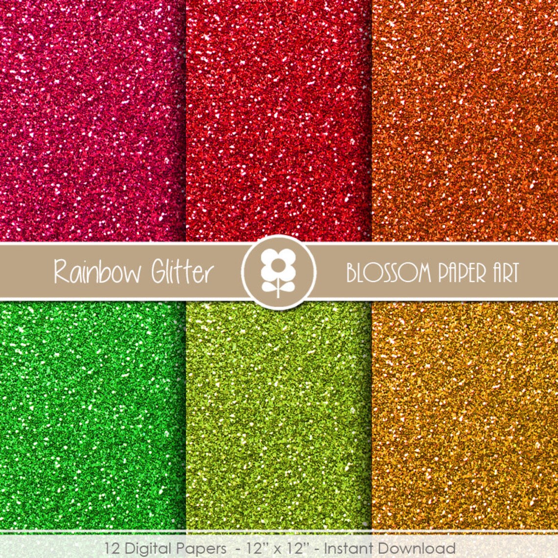 Glitter Paper Glitter Digital Paper Pack Colours Paper Pack - Etsy